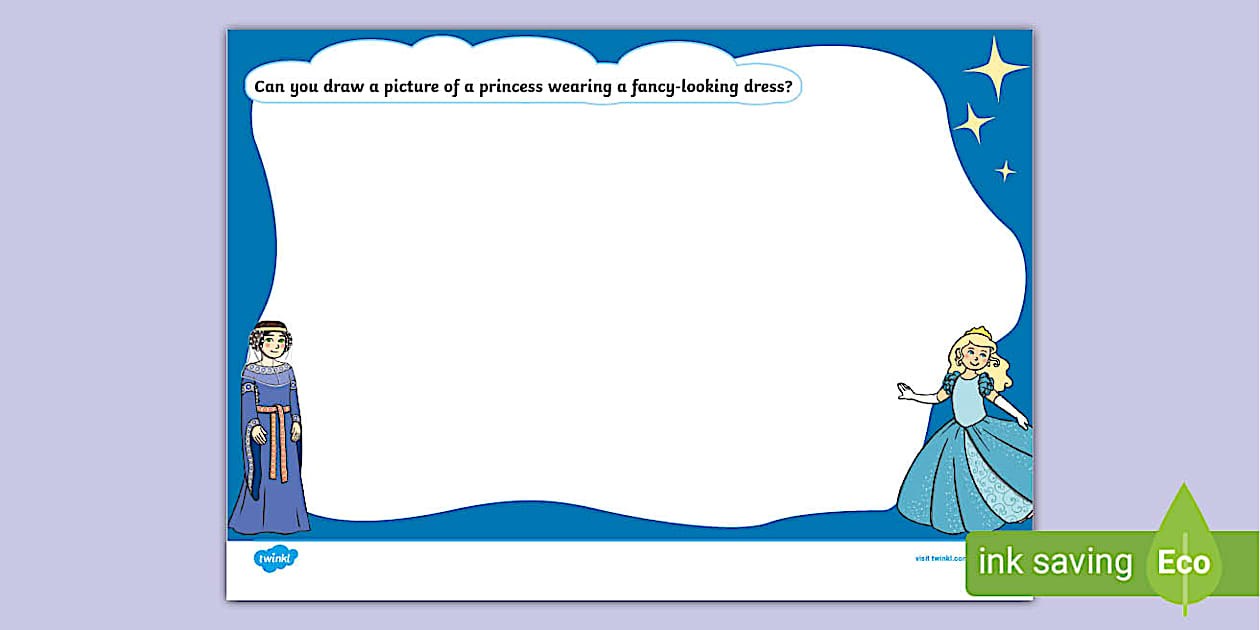 Creative Drawing Prompt for a Princess Dress | Twinkl | KS1