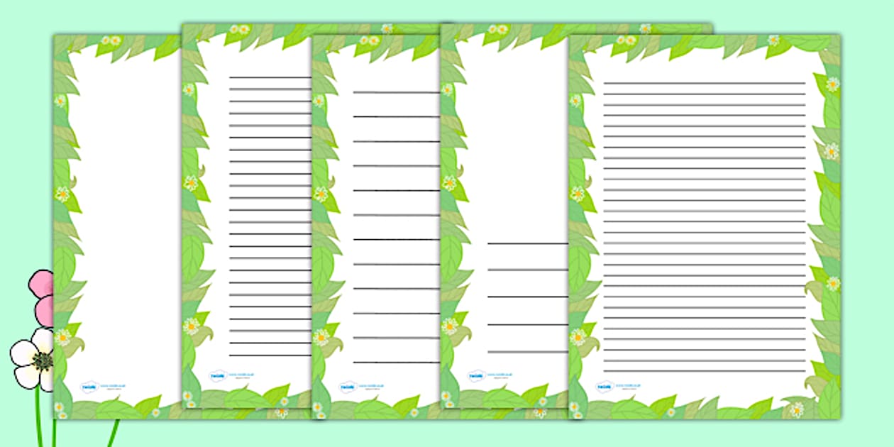 Editable Spring Leaf Page Borders (teacher made) - Twinkl