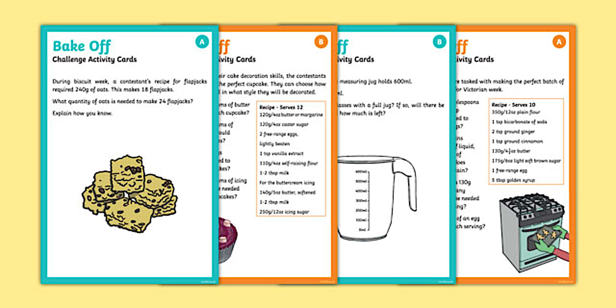 Bake Off KS2 Differentiated Maths Challenge Cards - Twinkl