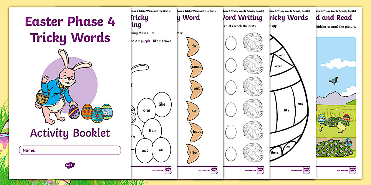 Black and White Easter Phase 4 Tricky Word Activity Booklet
