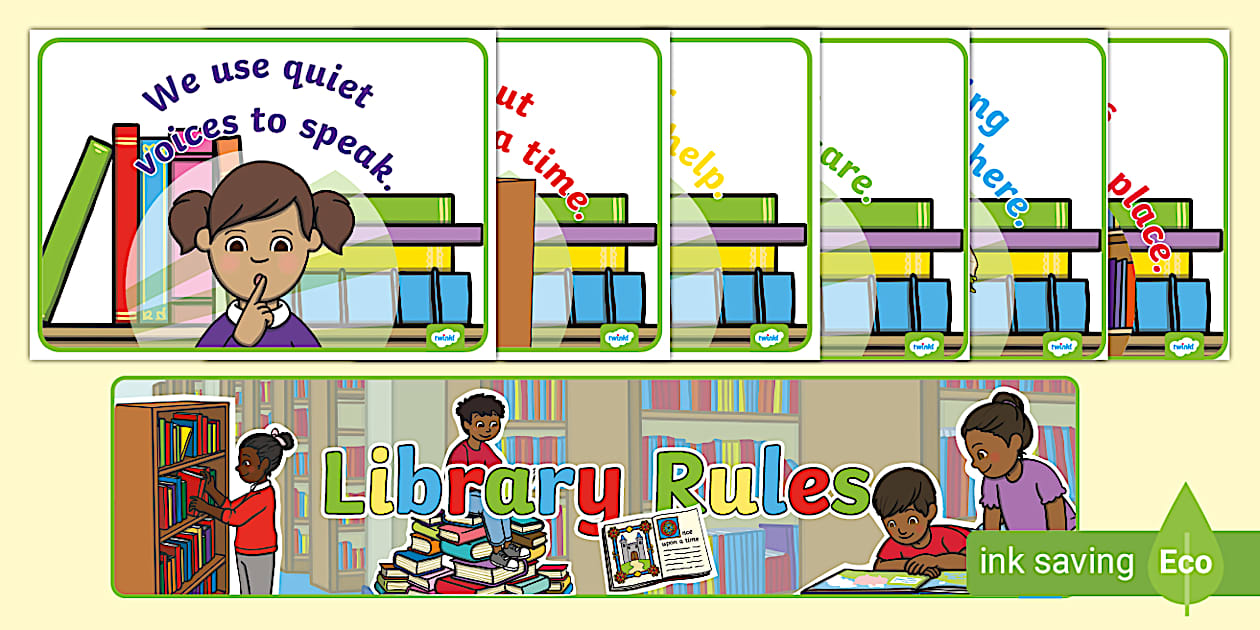 Editable Library Rules Display Poster Pack - Twinkl