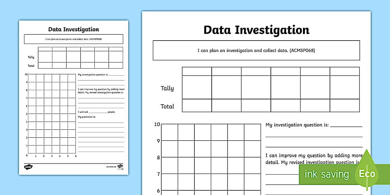Data Investigation Worksheet / Worksheet (teacher made)