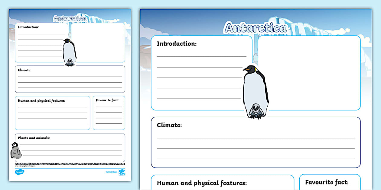 KS1 Antarctica Non-Chronological Report Template - Twinkl
