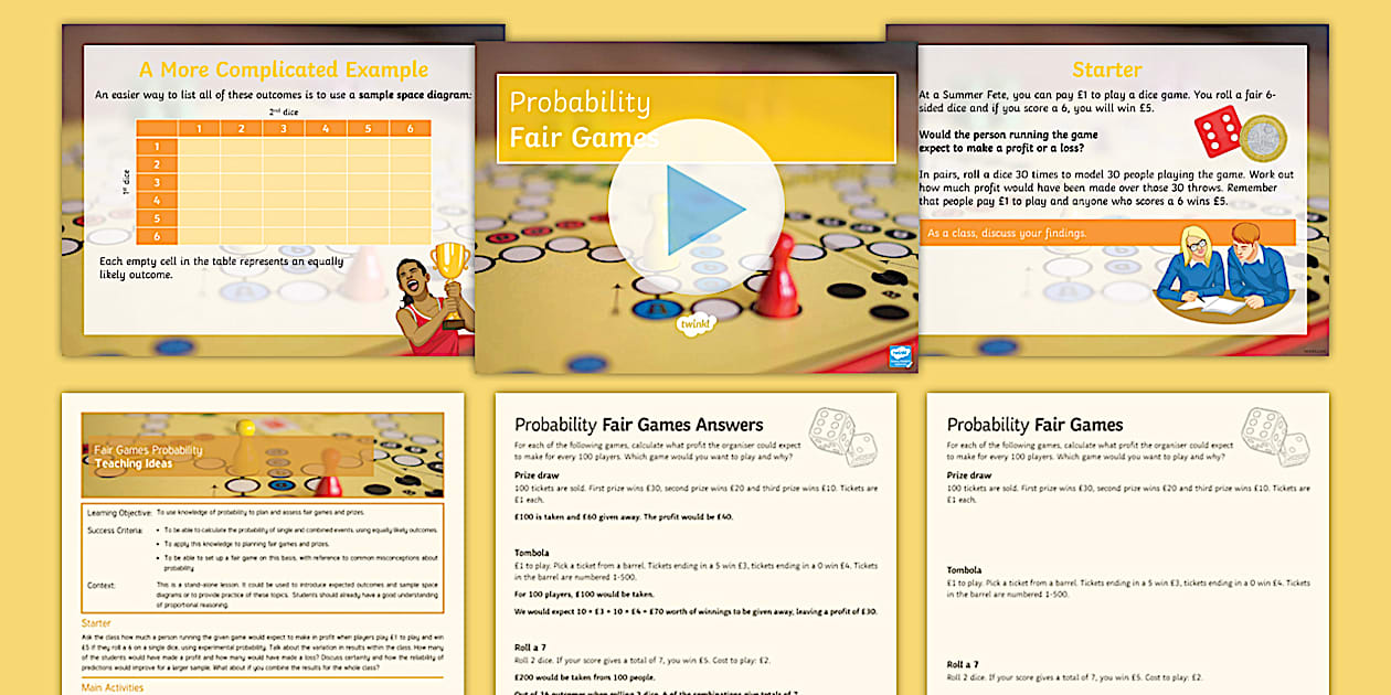 Probability Games Lesson Pack - Maths | Beyond - Twinkl