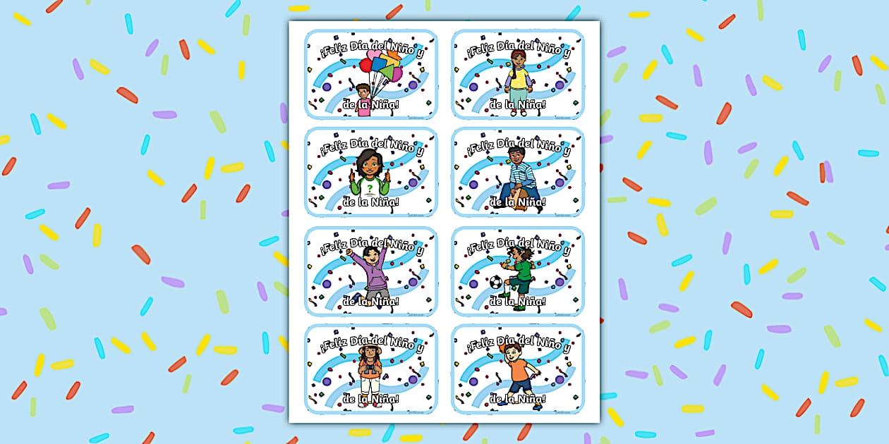 Tarjetas: ¡Feliz Día del Niño y de la Niña! - Twinkl