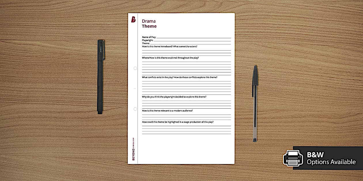 Studied Drama - Theme (Activity Sheet) (teacher made)