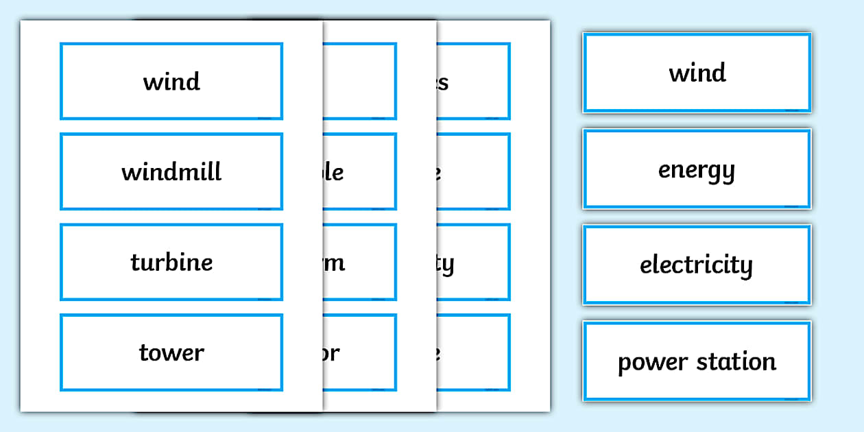 Wind Energy Word Cards (teacher made) - Twinkl