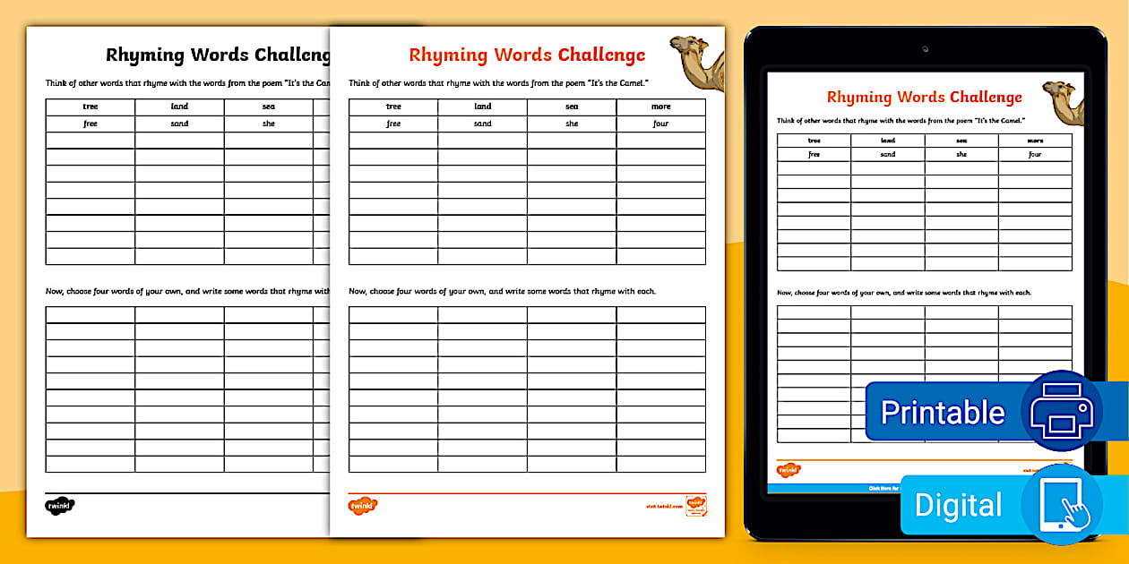 It's the Camel Poem Rhyming Words Challenge (Teacher-Made)