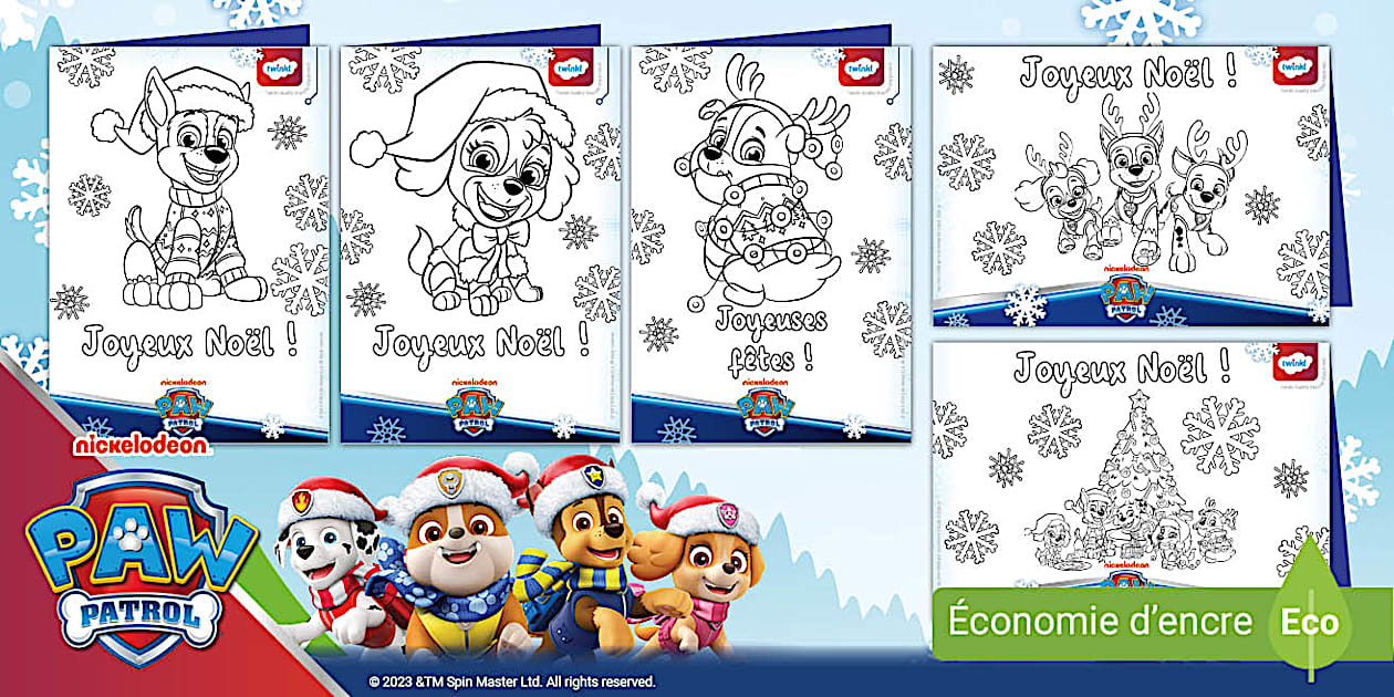 PAW Patrol - La Pat'Patrouille : feuilles de coloriage de cartes de Noël