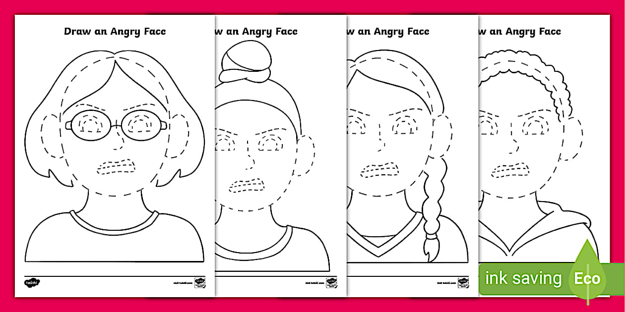Draw an Angry Face Pencil Control Activity Pack - Twinkl