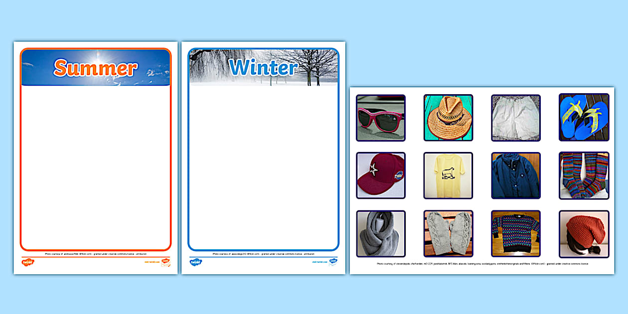 Winter and Summer Clothes Sorting Activity (teacher made)