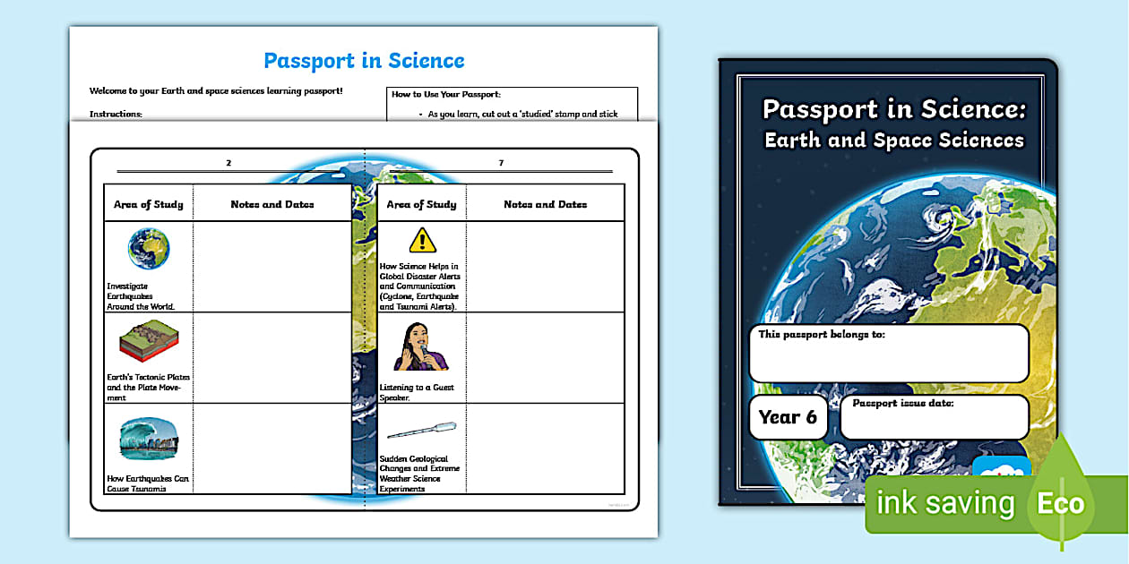 Year 6 Earth and Space Sciences Passport Booklet - Twinkl