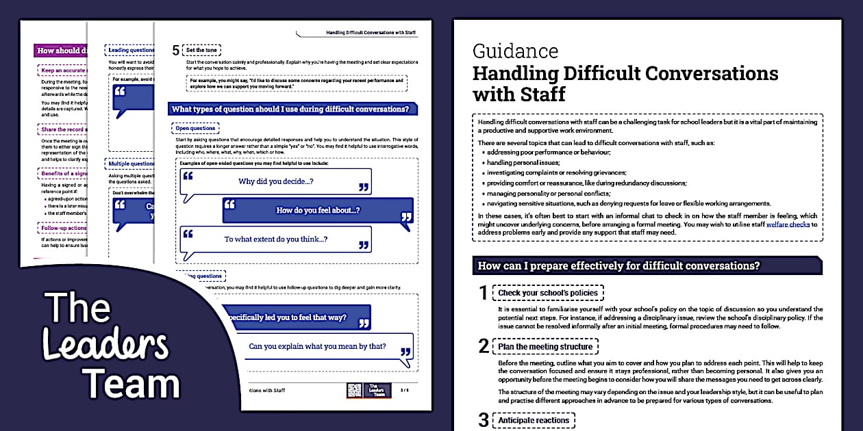 Handling Difficult Conversations with Staff - SLT - Twinkl Handling Difficult Conversations with Staff - SLT - Twinkl