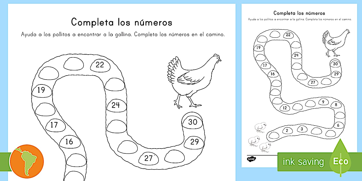 Ficha de actividad: Completar los números hasta el 30