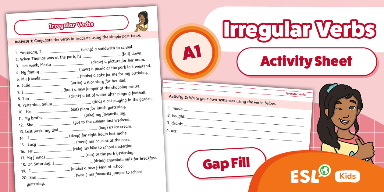 ESL Irregular Verbs {Kids} Activity Sheet