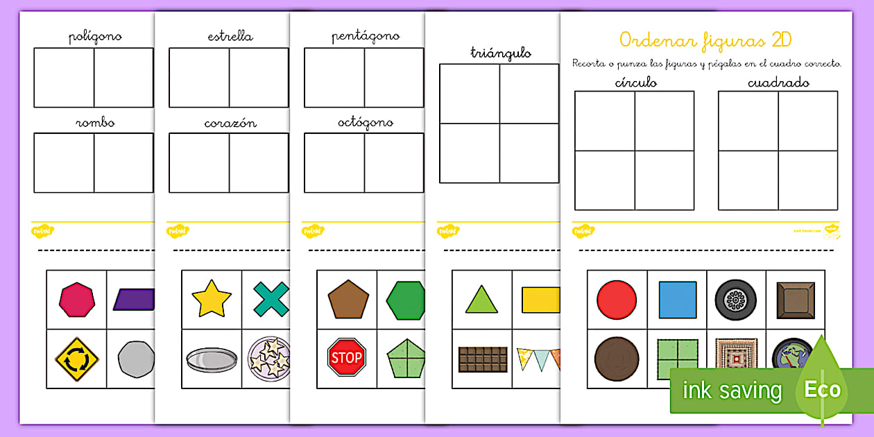 Ficha de actividad: Ordenar figuras 2D - Twinkl