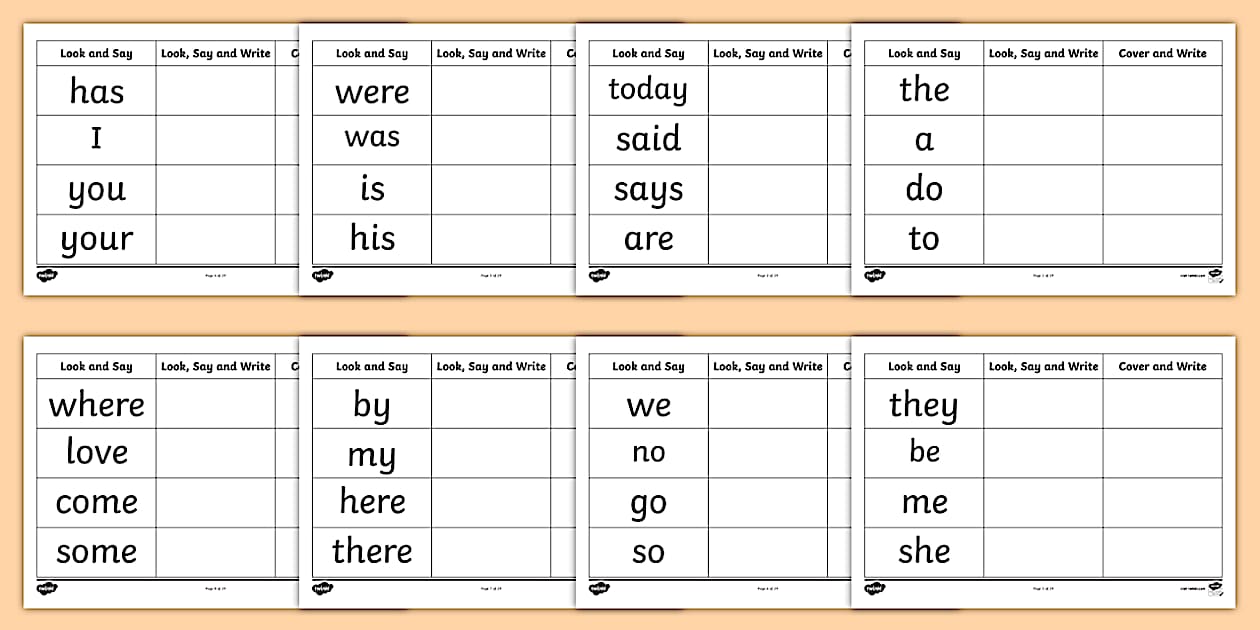 Cursive Common Exception Words Handwriting Practice - Twinkl