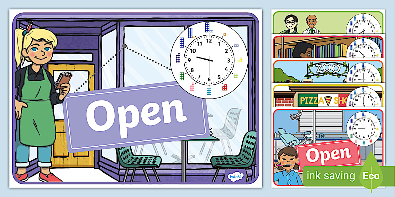 Role Play Open and Closed Times including Numicon Shapes