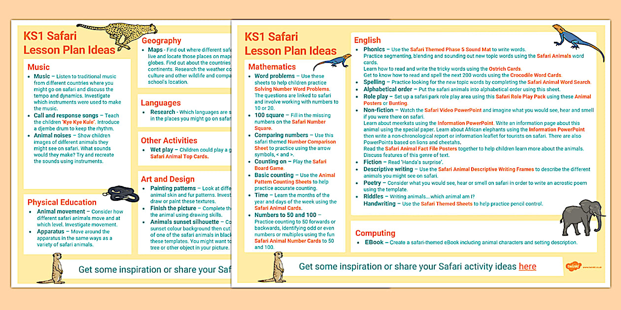 Safari KS1 Lesson Plan Ideas (Teacher-Made) - Twinkl