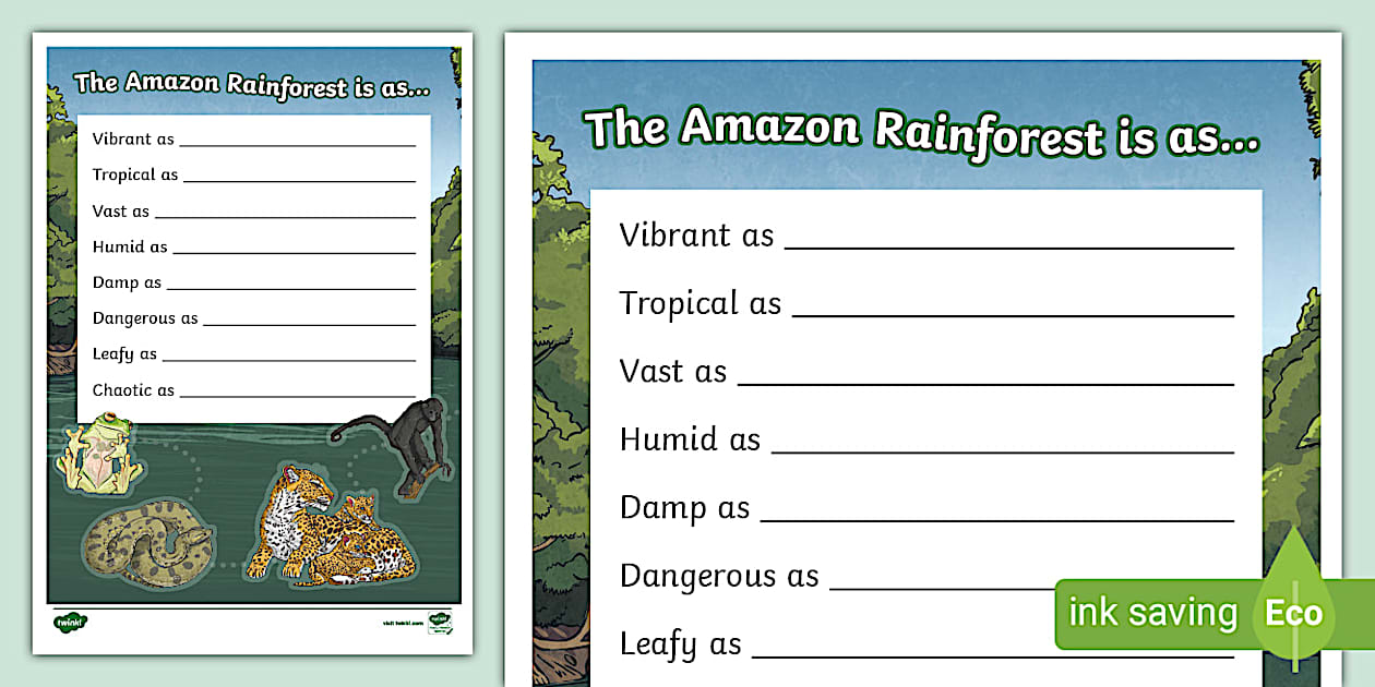 Amazon Rainforest Simile Poem Template (teacher made)