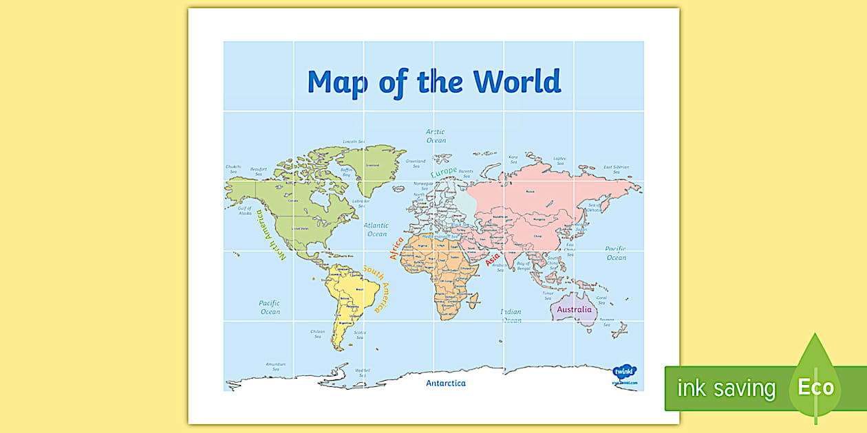 World Map Mat (Compatible with Bee-Bot) (teacher made)