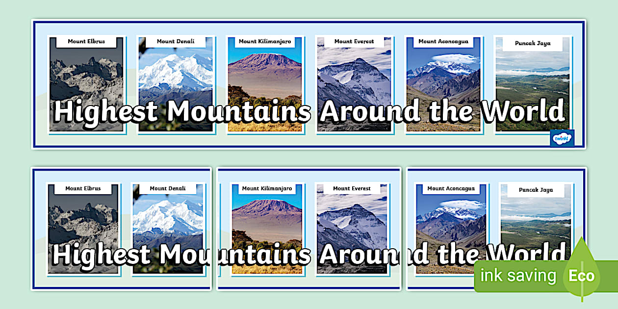 Highest Mountains Around the World Photo Display Banner