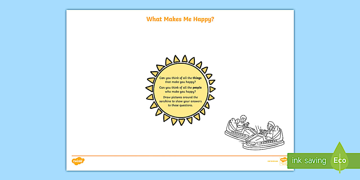 Editable What Makes Me Happy? Worksheet (teacher made)