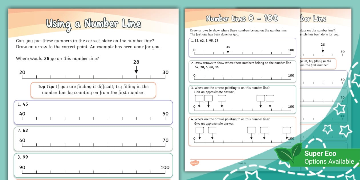 Number Line Maths Problems Worksheets — Primary Resources