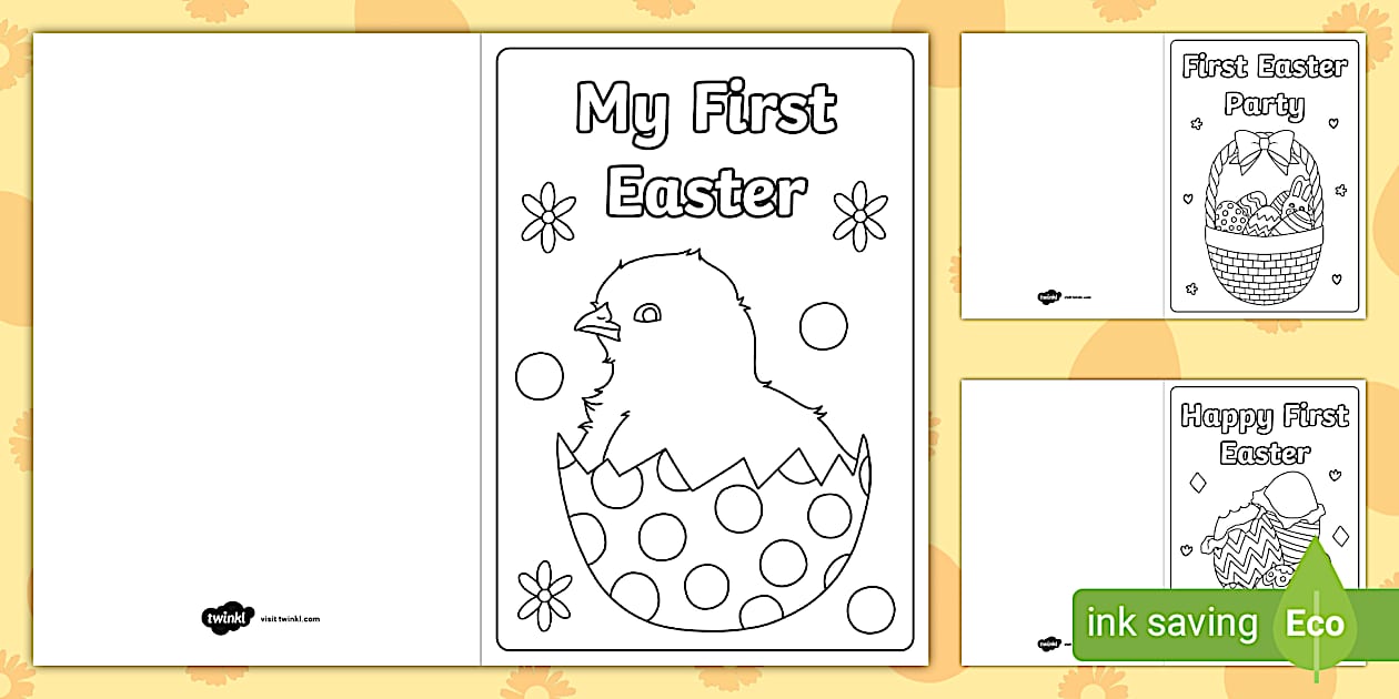 First Easter Card Colouring Activity (teacher made) - Twinkl