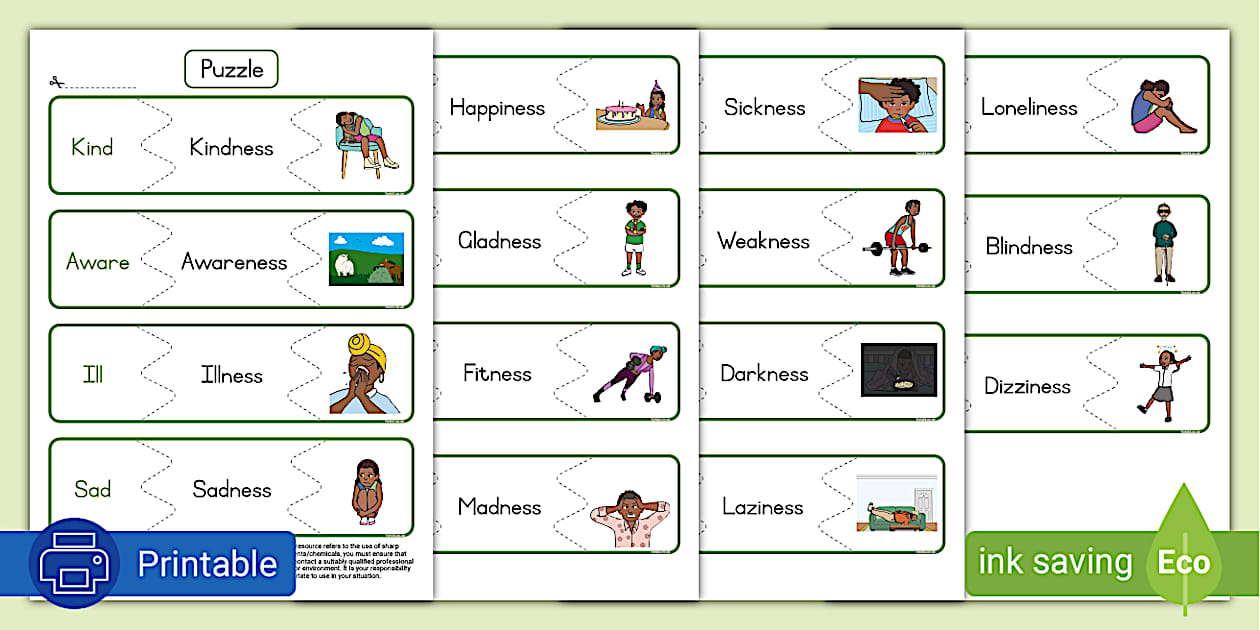 Suffix -ness Puzzle Game (teacher made) - Twinkl