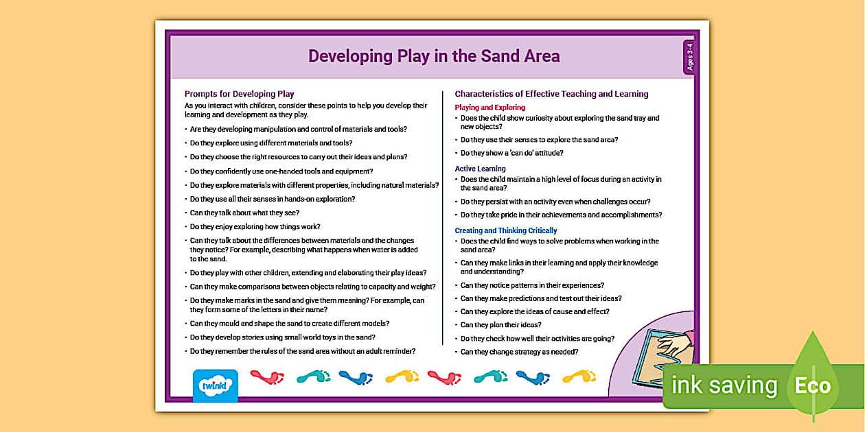 EYFS Sand Area 3-4 Next Steps Poster
