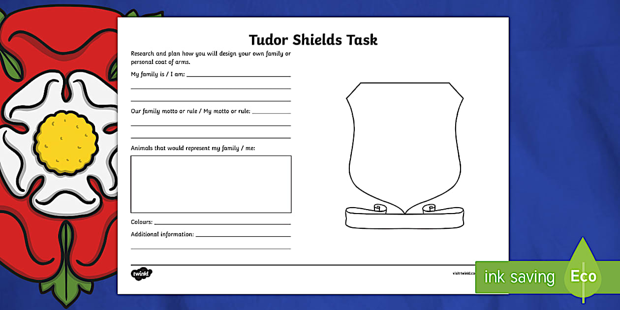 KS2 Tudor Shields Worksheet / Worksheet - Twinkl