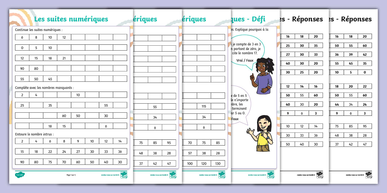 Feuilles de travail : Les suites numériques