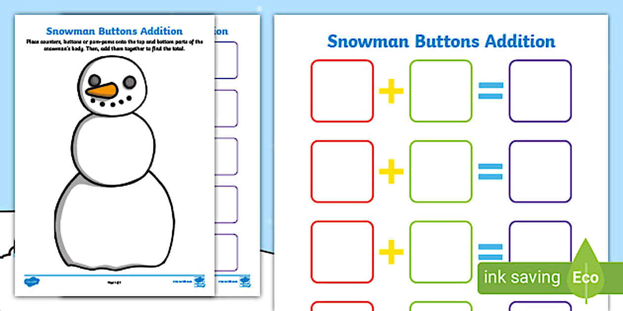 👉 Snowman Buttons Addition Activity | Twinkl | EYFS | Maths