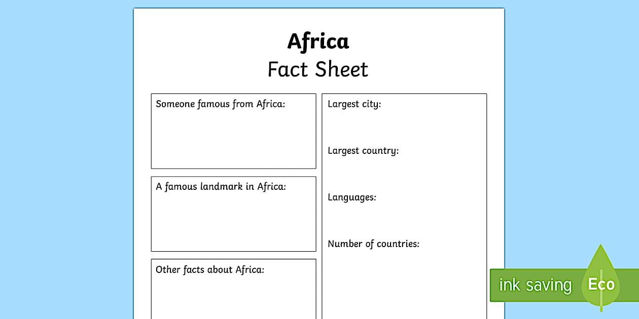 Africa Factsheet Writing Template (Teacher-Made) - Twinkl