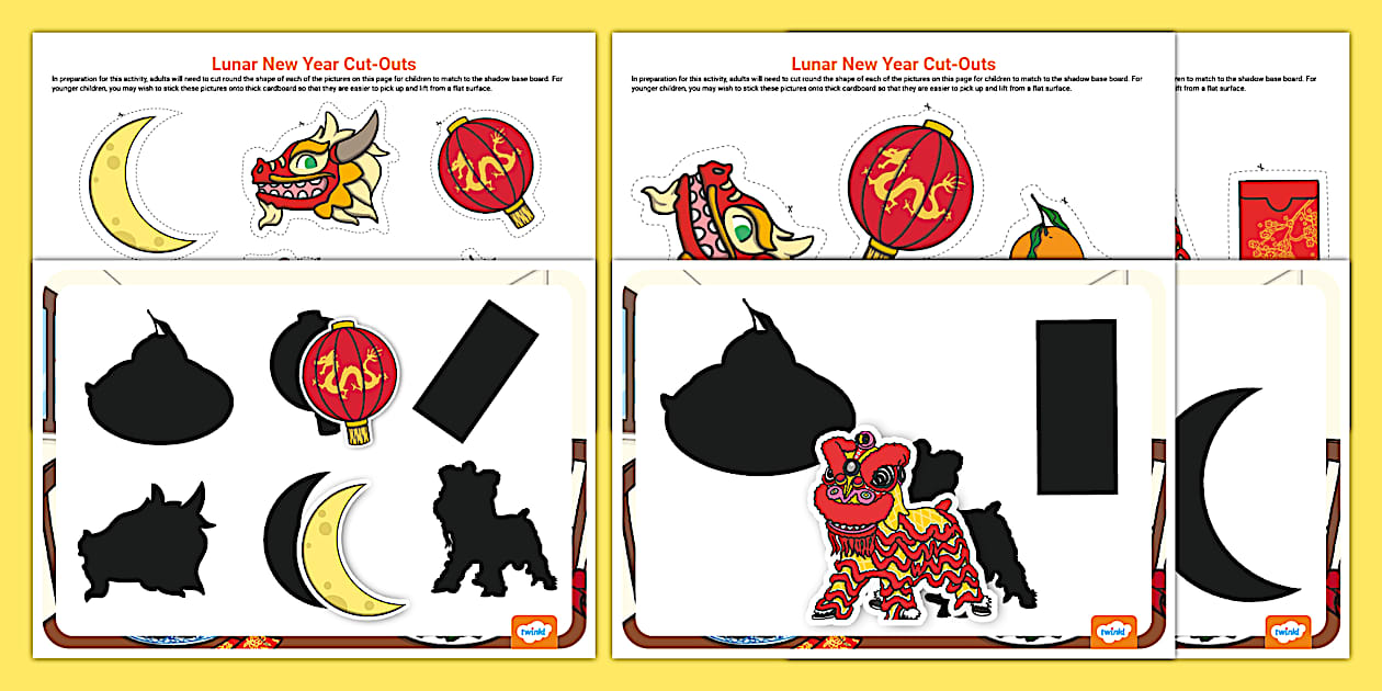 Lunar New Year Picture and Shadow Matching Activity - Twinkl
