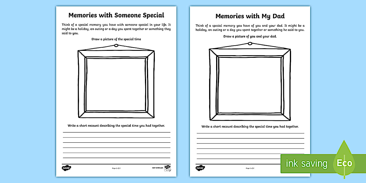 F-2 Memories with My Dad: Recount Writing Worksheet / Worksheet