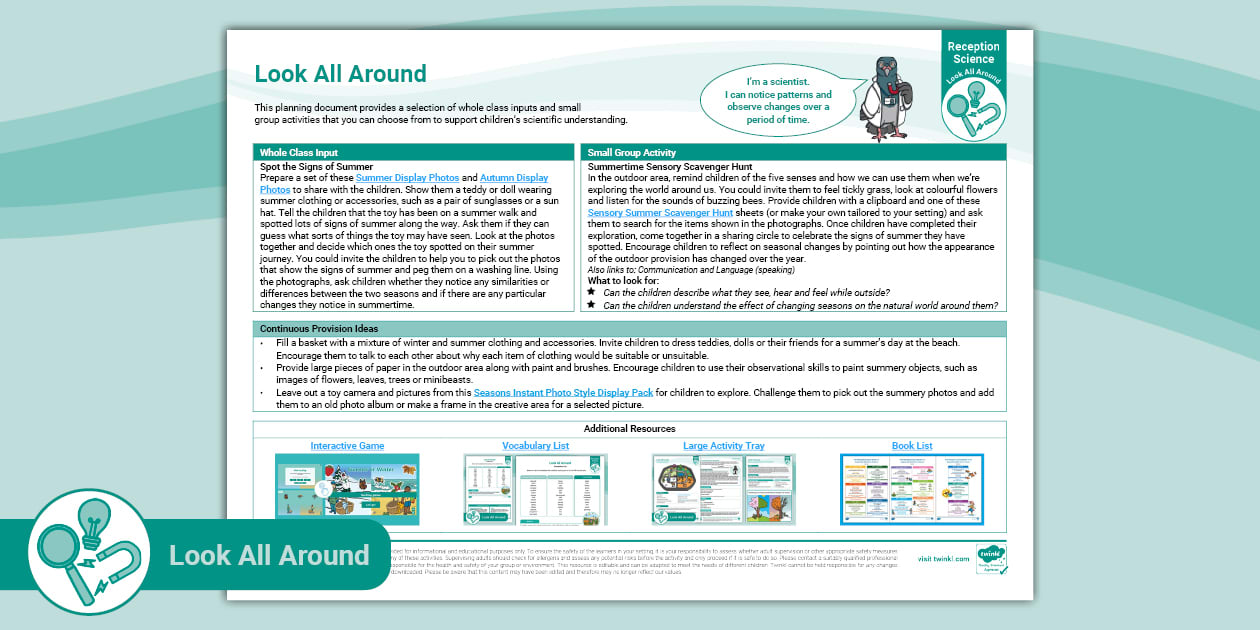EYFS Science Planning: Look All Around (White Rose Science)