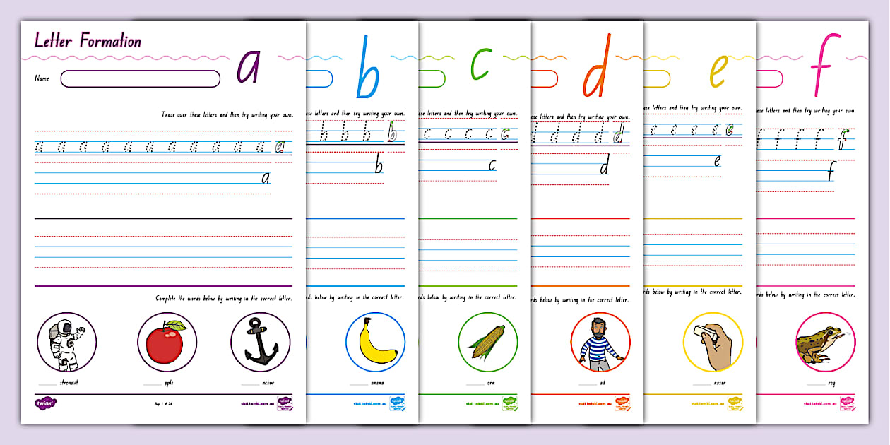 Left-handed Friendly Letter Formation Worksheets - Twinkl