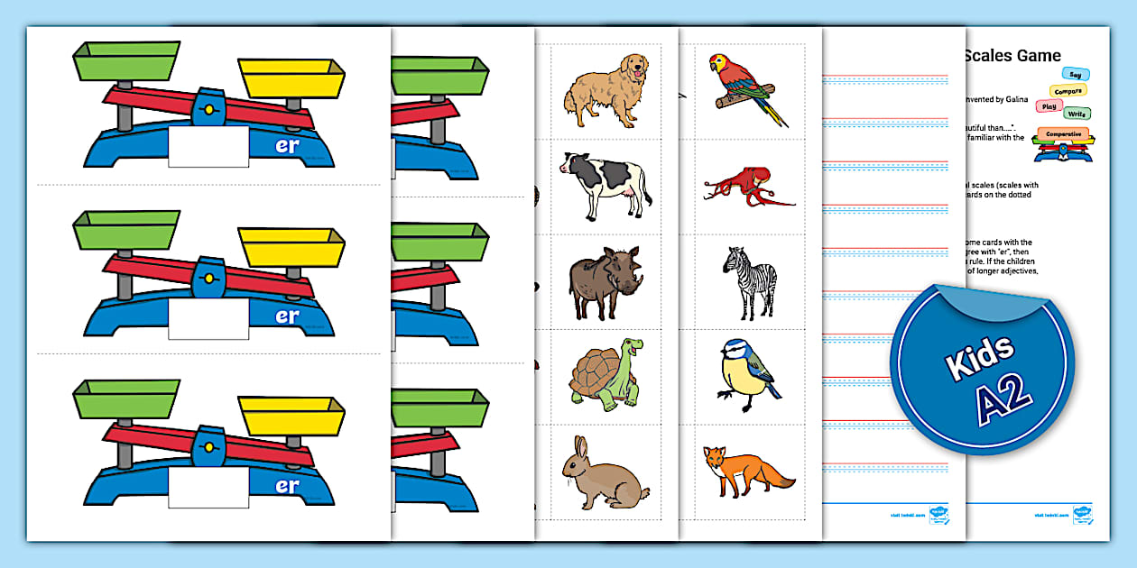 ESL Comparative Adjectives Scale Game [Kids, A2] - Twinkl