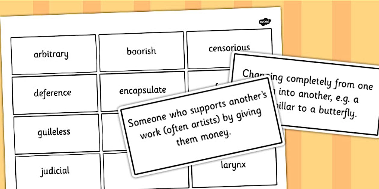 Word and Definition Matching Activity (teacher made)