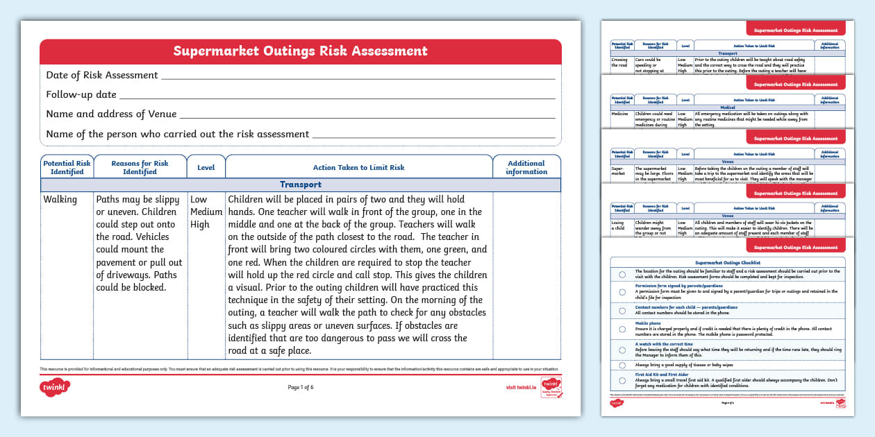 Supermarket Risk Assessment (Teacher-Made) - Twinkl