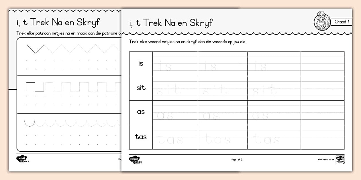 Graad 1 Klanke Handskrif en Lettervorming i, t - Twinkl