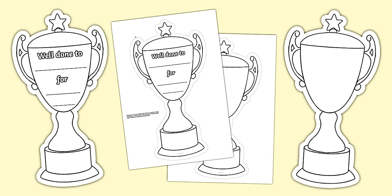 Trophy Colouring Display Cut-Outs (Teacher-Made) - Twinkl