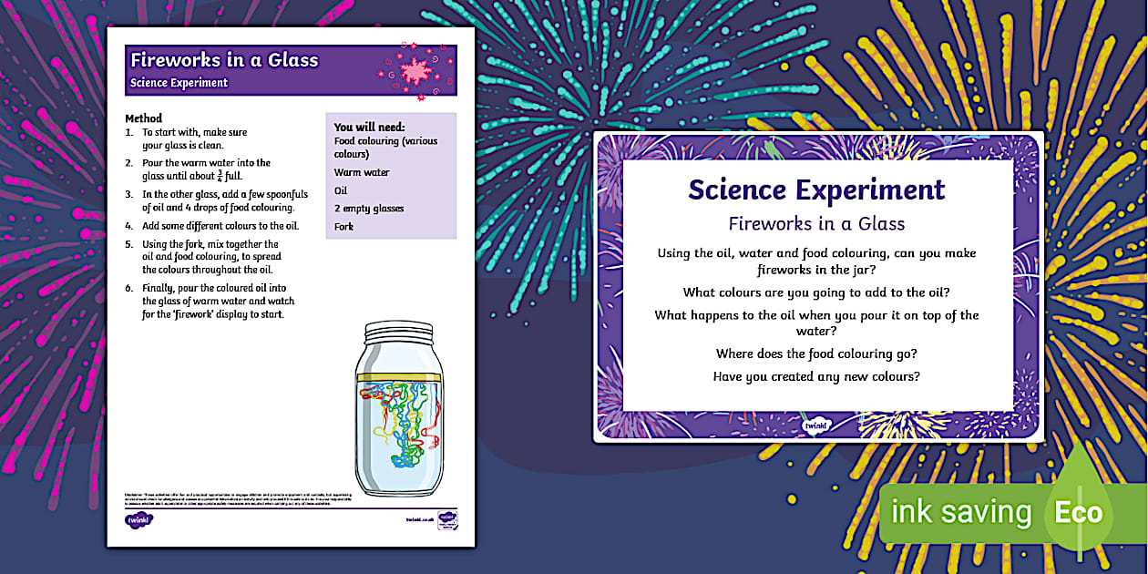 Fireworks in a Glass Science Experiment (teacher made)