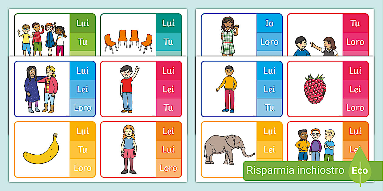 I pronomi in italiano: carte da gioco