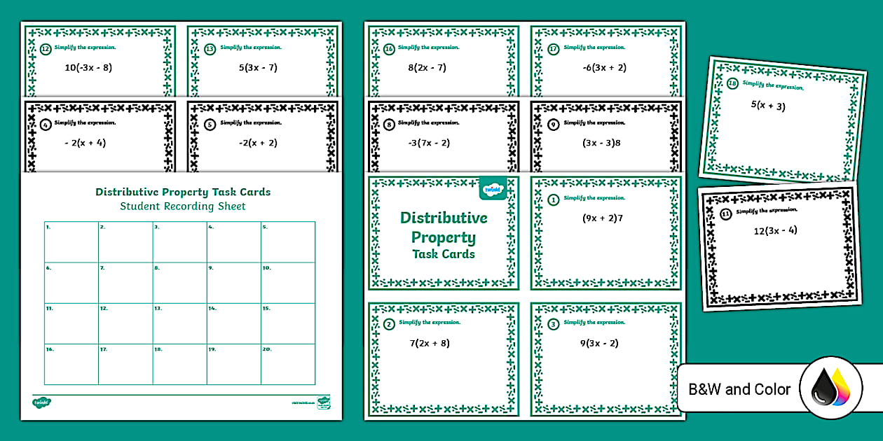 Sixth Grade Distributive Property Task Cards (teacher made)