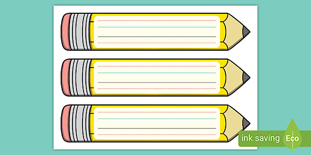Editable Handwriting Lines on Pencils (teacher made)