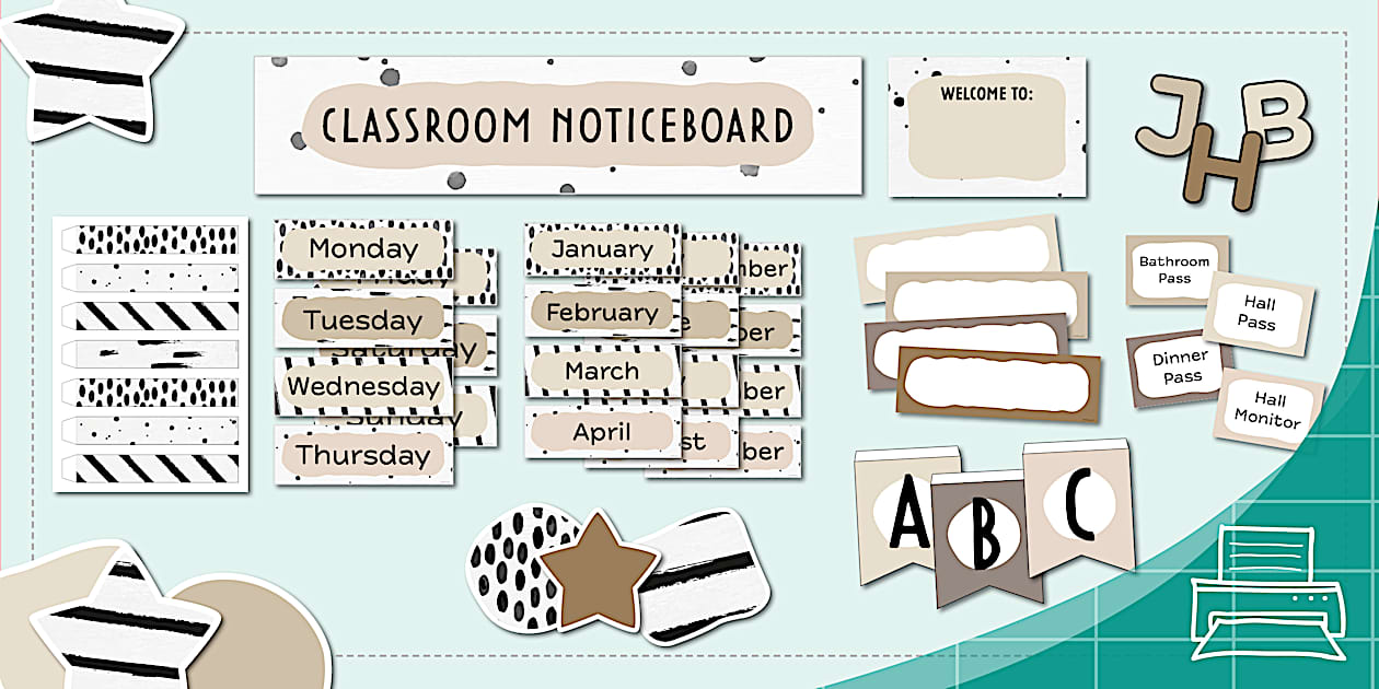 Classroom Display Pack | Neutral tones | Minimal theme