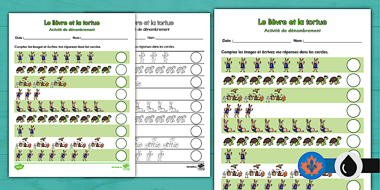The Tortoise and the Hare Counting Sheet French - Twinkl